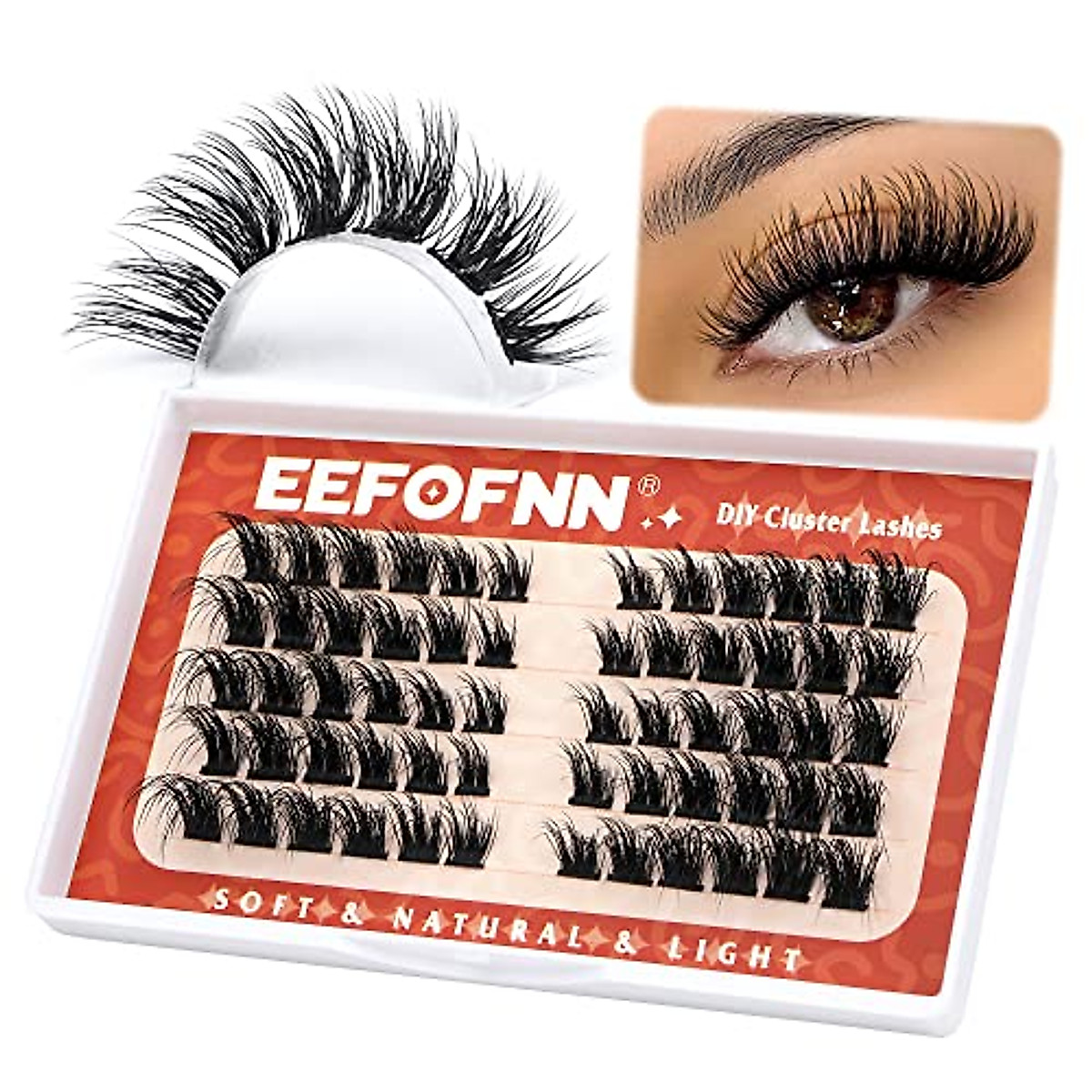 Mink Cluster Lashes Fluffy Individual Eyelashes Clusters False Lashes Curly Faux Mink Eyelashes DIY Individual Lash Extension at home by Eefofnn (8mm-16mm Mixed Length)