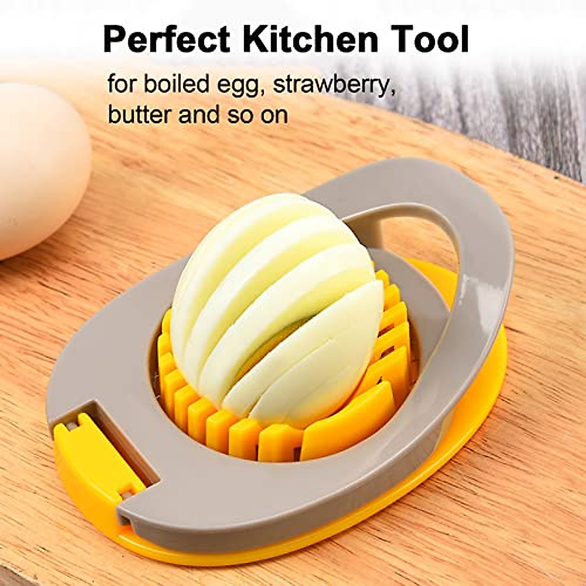 Egg Slicer for Hard Boiled Eggs, Egg Cutter Strawberry Slicer, Heavy Duty Stainless Steel Wire Egg Cutter for Hard Boiled Eggs/Soft Fruits/Butter/Mushroom by Meboltpan (Yellow)