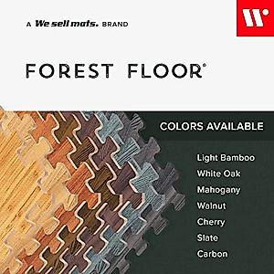 FOREST FLOOR Thick Printed Foam Tiles, Premium Wood Grain Interlocking Foam Floor Mats, Anti-Fatigue Flooring, 3/8" Thick, Light Bamboo, 24 Square Feet (6 Tiles)