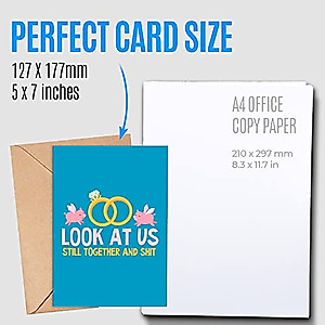 Funny anniversary card for him or her with envelope | Original anniversary present for wife, husband, girlfriend, boyfriend. | Joke card for Valentine's Day for men or women