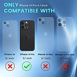 NULETO Designed for iPhone 14 Pro Case, with Screen Protector & Stand & Slide Camera Cover, Full-Body Rugged Shockproof Protective Cover for iPhone 14 Pro Built-in 360° Rotate Ring Kickstand - Black