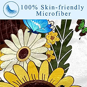 Beautiful Butterfly Sunflower Prints Soft Warm Cozy Blanket Throw for Bed Couch Sofa Picnic Camping Beach, 150×100cm