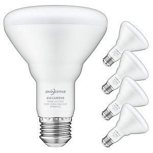 SHINESTAR 4-Pack BR30 LED Bulb, 65W Equivalent, Recessed Light Bulbs, 5000K Daylight White, Dimmable, 650LM, E26 Base