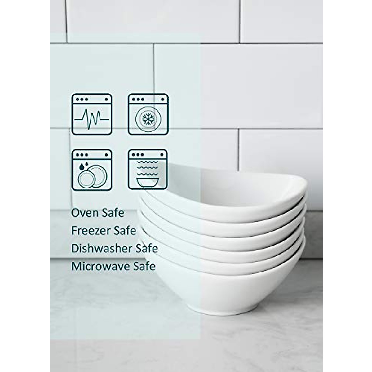 Teocera Porcelain Small Bowls, Dessert Bowls Set - 6 Ounce for Ice Cream, Small Side Dishes, Set of 6, White