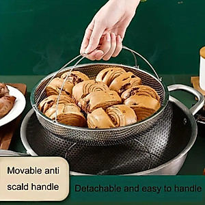 Multifunctional All-In-One Pan Steamer Basket with Handle, Household Stainless Steel Draining Basket Fine Mesh Steam, Dishwasher Safe, Perfect for Steaming Vegetables, Easy Use (S-8.85IN)