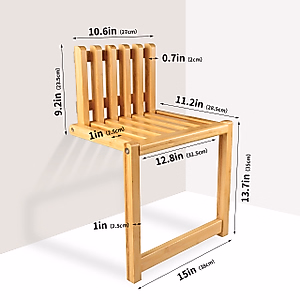 DOORTIAN Wall Mounted Folding Chair Solid Bamboo Porch Chair Door Shoe Cabinet Hidden Footstool Folding Bathroom Balcony Living Stool