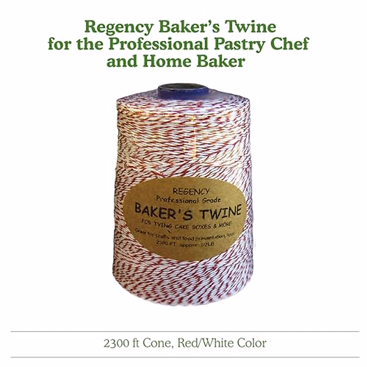 Regency Wraps Baker's Twine Cone, Colorful String for Tying Pastry Boxes, Wrapping Baked Goods, Gifts and DIY Crafts, 2,046 ft, Pack of 1, Red/White