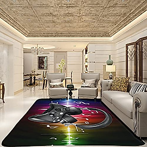 LUCKYLEI Teen Boys Carpets Printed Gamepad Living Room Mat Gamer Bedroom Area Rugs Controller Player Home Decor Non-Slip Crystal Sofa Floor Polyester Mat 60x39inch