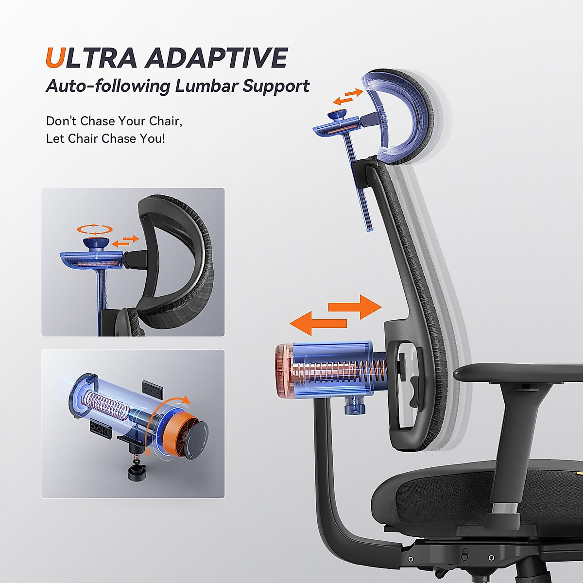 Newtral Ergonomic Chair with Footrest - High Back Desk Chair with Ultra Adaptive Lumbar Support & Auto-Following Headrest, 4D Armrest, Adjustable Seat Depth & Height, Home Office