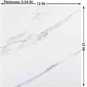 WESTICK 20 Pcs Bedroom Vinyl Flooring Peel and Stick White Marble Peel and Stick Floor Tile Waterproof Bathroom Sticky Tiles for Floor Self Adhesive Living Room Linoleum Flooring Sheets 12" x 12"