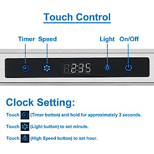 SNDOAS Range Hood 30 Inch Under Cabinet,Ductless Range Hoods with Touch Control,3-Venting Kitchen hood,Stainless Steel Vent Hood,Under Cabinet Range Hood 30 inch,Hood Vents for Kitchen 3 Speeds
