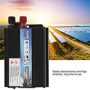Solar Charger Inverter, All in One 500W Solar Panel Battery Intelligent Regulator Chargeing Controller for Household, Outdoor Trip Camping, Vehicle RV Truck Charging Black(12v Transform 220V / 500W)