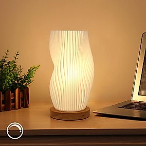 Zenply Dimmable Novelty Small Table Lamp for Bedroom,Vintage Style Striped Small Night Light Lamp, Mini Bedside Lamp for Living Room Nightstand Small Space Kids Room Living Room Office Dorm