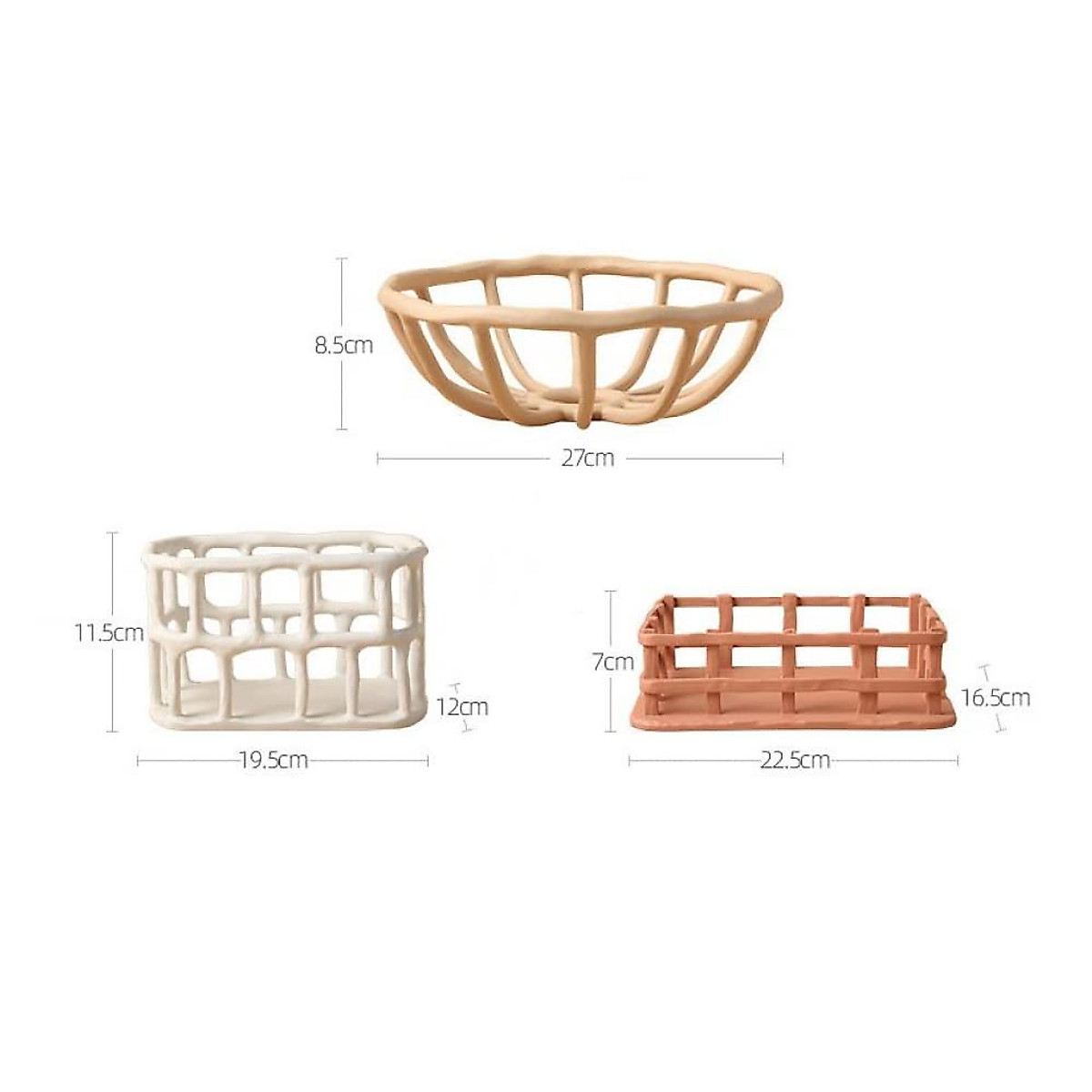 AVEEWA Nordic Resin Hollow Fruit Basket Living Room Coffee Table Creative Home Decoration Hotel and homestay Storage Decoration-C