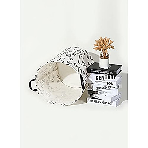 SEVEBDOME Canvas Fabric Storage Baskets with Handle, Foldable, Convenient Home Storage Bin Toy Bins Gift Baskets Bedroom Clothes Children Nursery Hamper (Number)