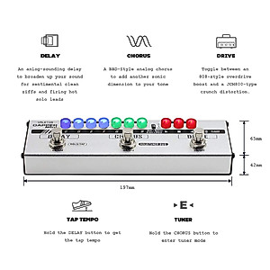Valeton Dapper Mini Stage Session Gigging Gear Overdrive Distortion Chorus Delay Guitar Multi-Effects Pedal