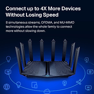 TP-Link AX6600 Tri-Band WiFi 6 Router (Archer AX90), 8-Stream Gigabit Router, VPN Router, MU-MIMO, 2.5G WAN Port, 1.5GHz Quad-Core CPU