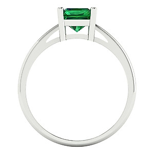 Clara Pucci 2.0 ct Emerald Cut Solitaire VVS1 Green Emerald Wedding Bridal Designer Anniversary Engagement Ring 14k White Gold 5.25