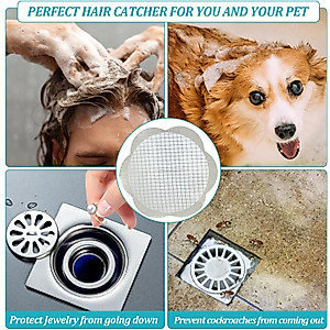 4" X 4" Flower Shape Disposable Hair Drain Stickers, Shower Drain Cover Hair Catcher Mesh Stickers, Floor Drain Filter Stickers Hair Catcher, Hair Drain Sticker for Bathroom, Laundry, Bathtub 10Pcs