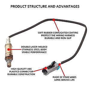 Dasbecan Oxygen Sensor Compatible with 2002-2005 Chevy Avalanche Silverado Suburban 1500 Tahoe GMC Sierra Yukon 1500 Escalade (Only Fit 5.3L) Replace# 250-24470 (4PCS)