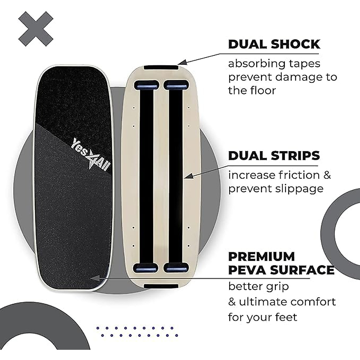 Yes4All Premium Surf Balance Board Trainer with Adjustable Stoppers for Improve Balance, Build Strength & Surf Trainer
