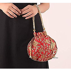 Pack of 20 India Gift Hub Traditional Indian Potli, Women Handbag, Handmade Bag,Gift, Clutch Purse, Wedding
