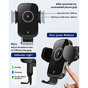 Wireless Car Charger, ZEEHOO 20W Fast Charging Auto-Clamping Car Mount, Dash Windshield Air Vent Wireless Car Phone Charger Holder for iPhone 14 13 12 11, Samsung S23 Ultra, LG, Pixel, etc