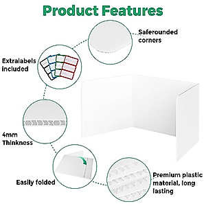CREGEAR Poster Board, Classroom Privacy Shields for Student Desk - 4mm Thick, 13.77"x17"x13.77", Presentation Board, Resuable Plastic Privacy Board 2 Pack with Extra Name Lables