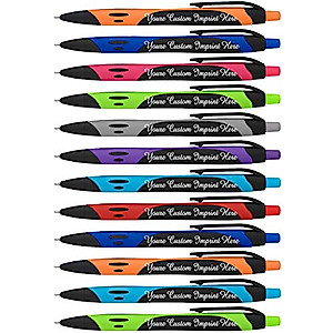 Your Name Custom Printed on our Bentley Rubberized Two-Tone Soft Touch Ballpoint Pen is a stylish, premium pen, black ink, medium point. Box of 12 - PERSONALIZED FREE (Orange)