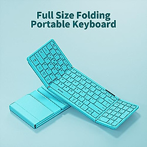 seenda Folding Keyboard with Number Pad, Portable Foldable Bluetooth Keyboard for Travel, Full-Size Rechargeable Keyboard for Laptop Tablet PC Smartphone Windows iOS Android - Green