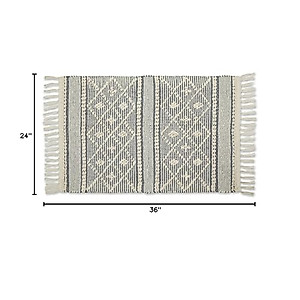 DII Woven Rugs Collection Textured Hand-Loomed with Fringe, 2x3', Gray Diamond