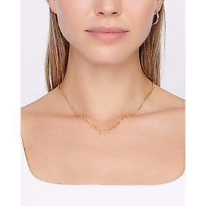 Jewelry Atelier Gold Filled Figaro Heart Necklaces – 14K Yellow Gold Filled Heart Pendant with Solid Figaro Chain for Women with Different Sizes (2.7mm, 4.5mm)