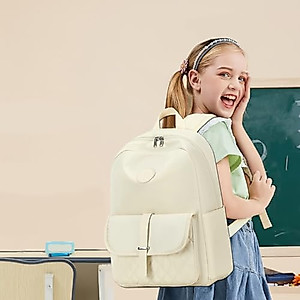 Bluboon College Laptop Backpack School Bookbag Travel Rucksack School Bagfor High School(Beige-Quited)