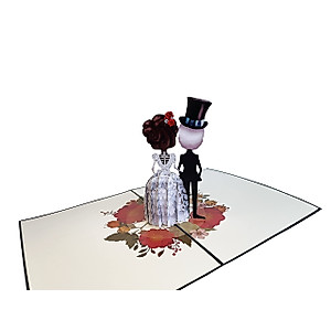 Corpse Couple, Corpse Bride and Groom, Funny Wedding Card, Birthday Card, Halloween, Valentine's Day, Day of the Dead, Dia de Muertos (on Flower)