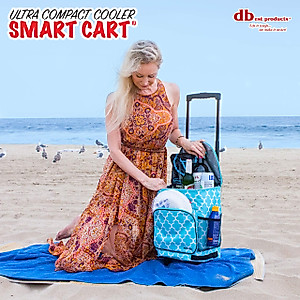 dbest products Ultra Compact Cooler Smart Cart, Moroccan Tile Insulated Collapsible Rolling Tailgate BBQ Beach Summer