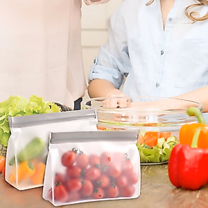 Cozihom Reusable Storage Bags, Stand Up Ziplock Bags, Reusable Sandwich Bags, Freezer Lunch Bags, Leakproof, BPA Free, 4 Large bags, 4 Middle bags