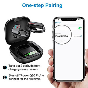 Donerton Wireless Earbud, Bluetooth 5.1 Sport Headphones with Charging Case, 10Hours Single Playtime Earhooks Headset, Wireless Earphone 6D Stereo HiFi Sound Noise Cancelling for Working/Travel/Gym