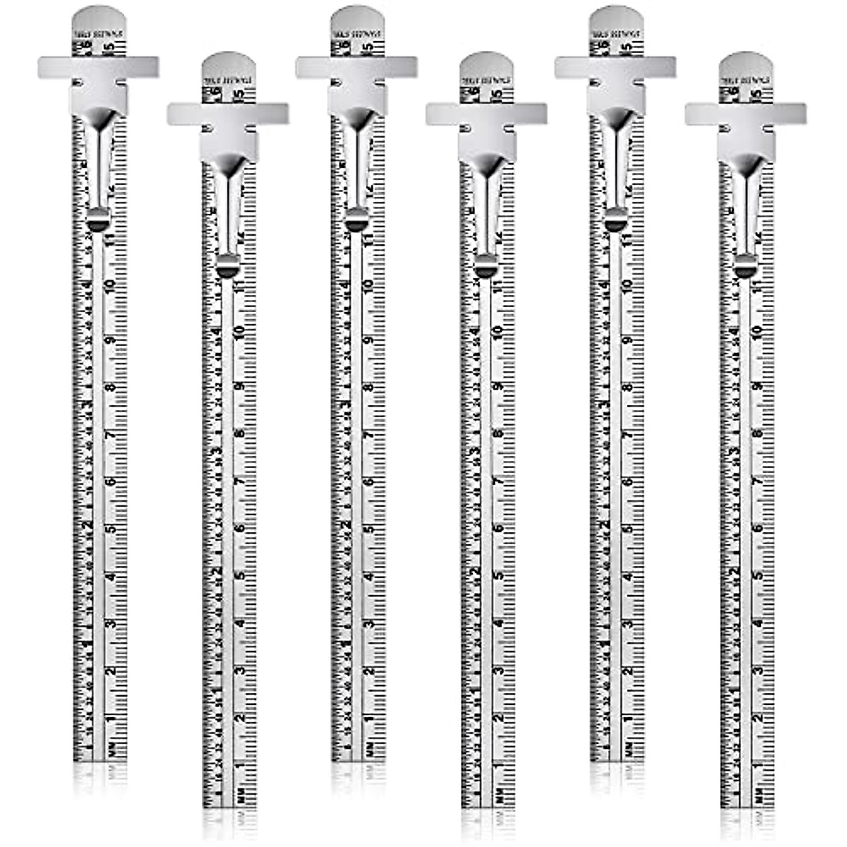 6 Inch 15 cm Pocket Ruler Flexible Precision Stainless Steel Ruler with Detachable Clips Stainless Steel Pocket Clip Scale Gauge Ruler Metric British System (6 Pieces)