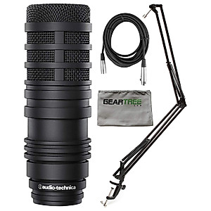 Audio-Technica BP40 Large-Diaphragm Dynamic Broadcast Microphone w/Boom Arm, Ca