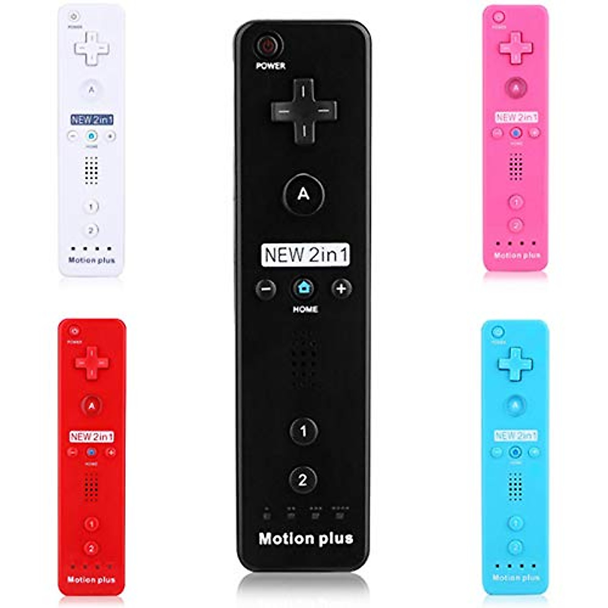 Built-in Motion Plus 2 in 1 Wireless Remote Controller Gamepad for Wii/Wii U, w/Silicone Case & Hand Strap (Red)