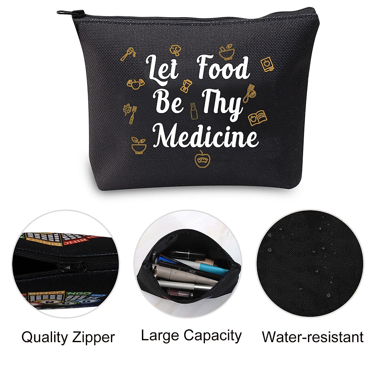 VAMSII Registered Dietitian Gifts Nutritionist Makeup Toiletry Bag Dietetics Student Zipper Pouch (Dietitian Makeup Bag)