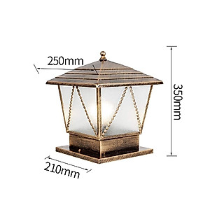 Lights Outdoor Outdoor Waterproof IP65 Patio Post Lamp External Quality Aluminum Square Pillar Column Light Hammering Glass Lantern Victoria Antirust Rainproof Glass Shade Porch Streetlight Surface Mo