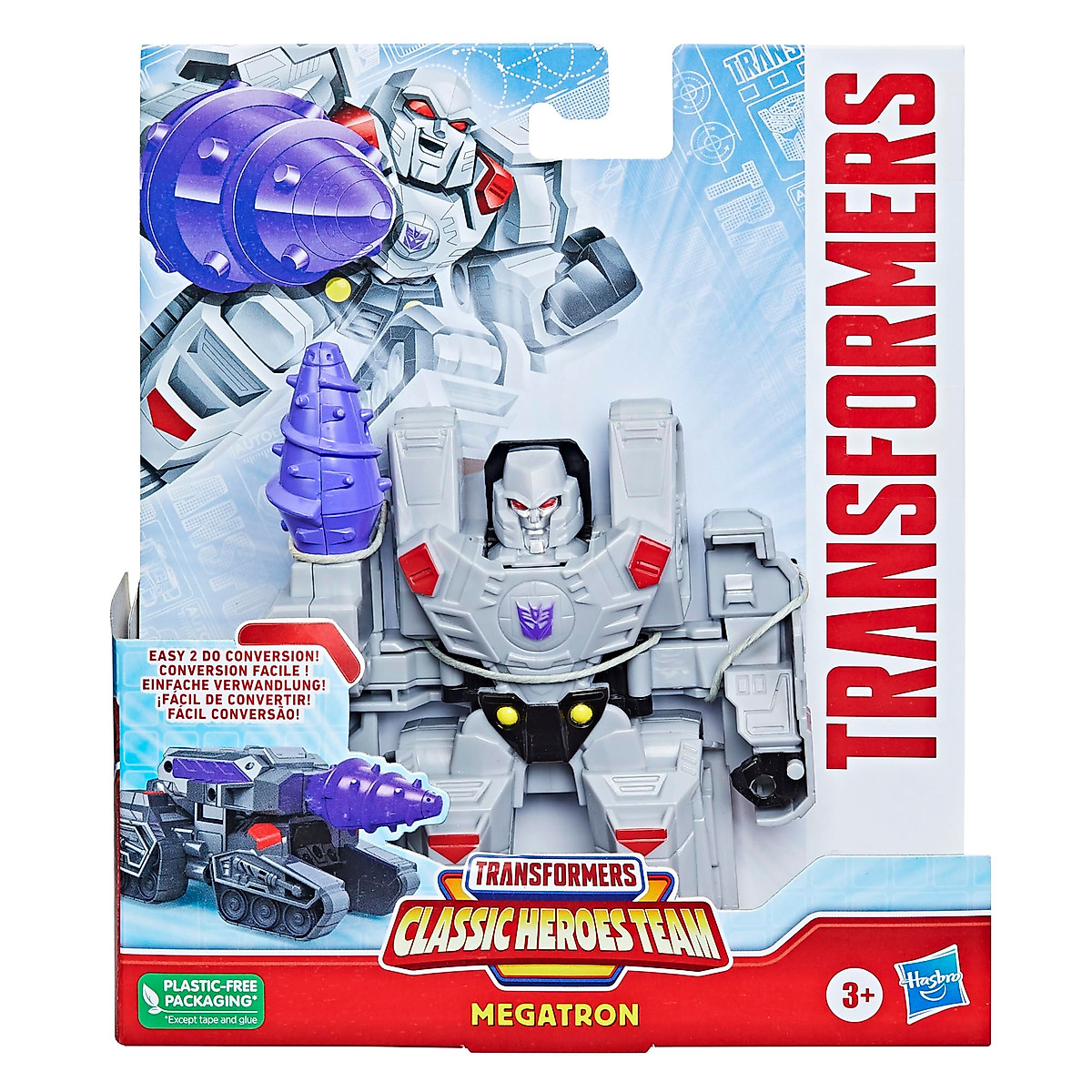 Transformers Classic Heroes Team Megatron Converting Toy, 4.5-Inch Action Figure, for Kids Ages 3 and Up