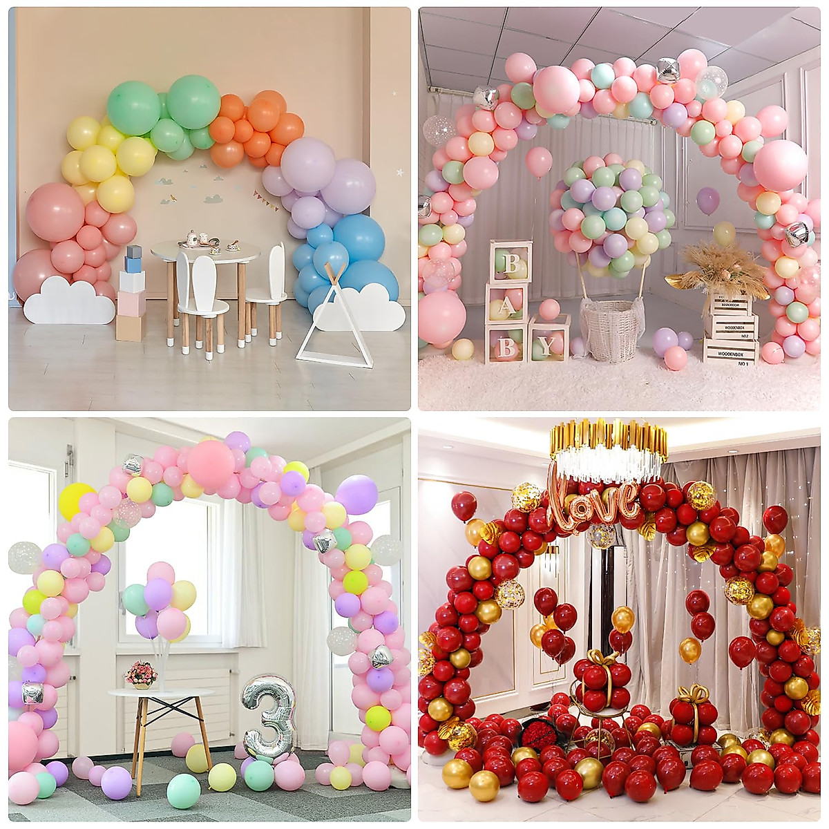 VETOGETHER Updated Balloon Arch Kit, 21ft Adjustable Balloon Arch Stand with Base in 9FT Width and 10FT Height, Threaded Design Balloon Arch Frame for Birthday Baby Shower Party Ballon Arch Kit