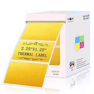 PARLAIM Rectangle Thermal Sticker Labels, 1000PCS Commercial Grade Square Direct Thermal Printer Labels for Address Shipping Label,UPC QR Code, Name Tag, Price Sticker (Gold)