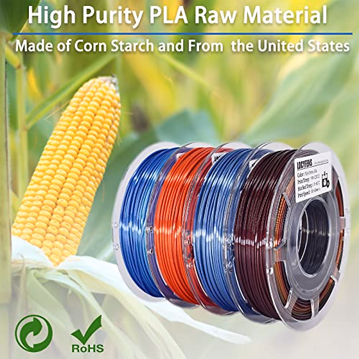 3D Printer Filament Bundle, PLA Filament Silk Shiny PLA Filament 1.75mm +/- 0.02mm, 3D Printing Filament 200g x 4 Spools