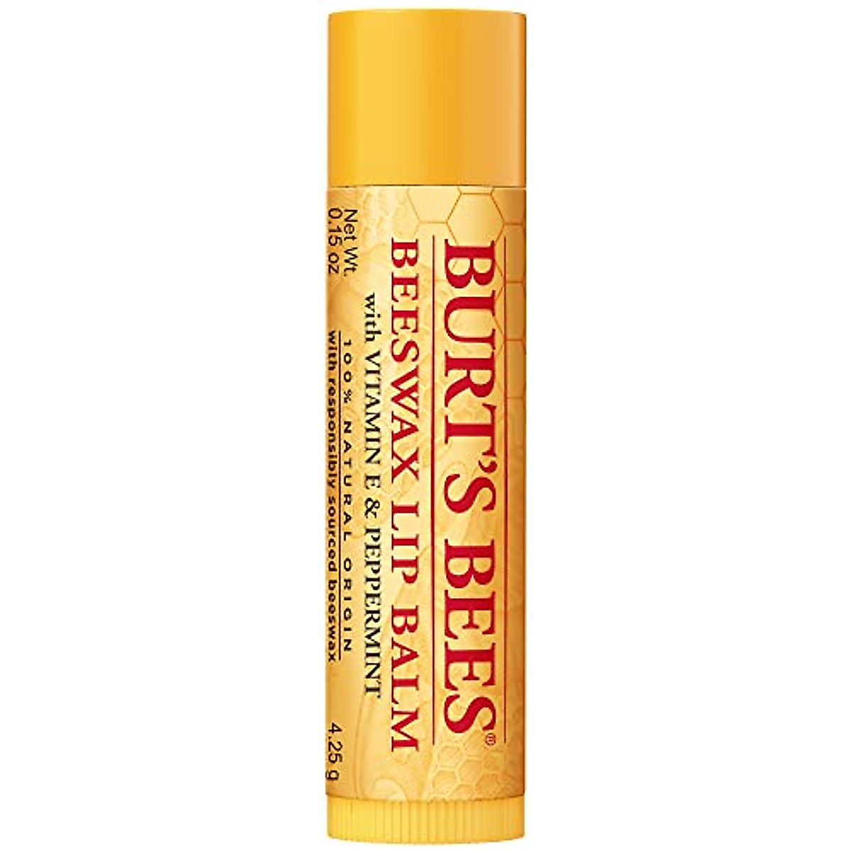 Burt's Bees 100% Natural Origin Moisturizing Lip Balm, Original Beeswax with Vitamin E & Peppermint Oil 0.15 Ounce Tube