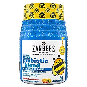 Zarbee's Kid's Daily Probiotic Blend Gummies with 2 Strains for Digestive Support; Easy to Chew; Kids Daily Probiotics Gummies; Gluten-Free & Drug-Free; Ages 2+; Natural Fruit Flavors; 50 Count