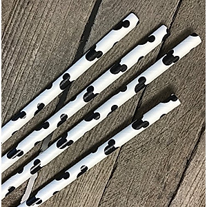 Mickey Mouse Inspired Paper Straws - Black White - 100 Pack - Outside the Box Papers Brand