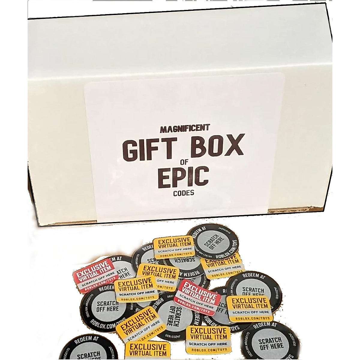 Roblox Virtual Codes - Magnificent Gift Box of Epic Codes - Lot of 20 Unscratched Redeemable Codes │Exclusive Authentic Codes for Gifting │ Potential Face Codes & Robux